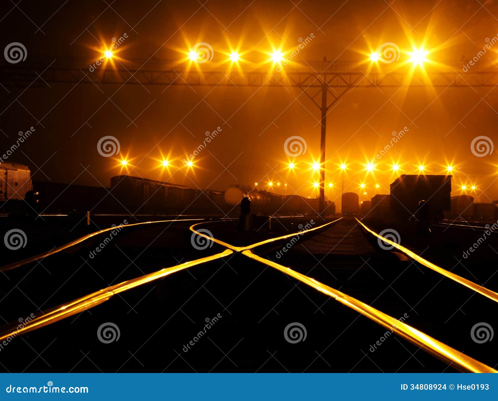 Marshalling Yard of Railway Station in Night Stock Photo - Image of ...