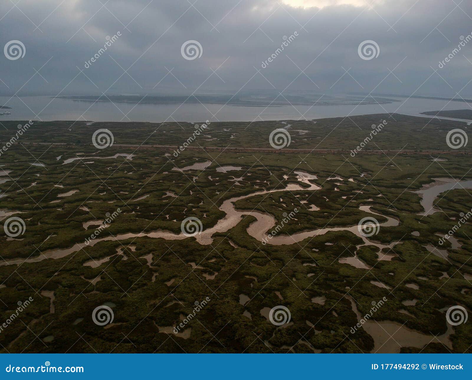 Marshland and coast line stock photo. Image of sand - 177494292
