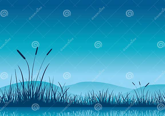 Marshland early morning. stock vector. Illustration of beautiful - 9414373