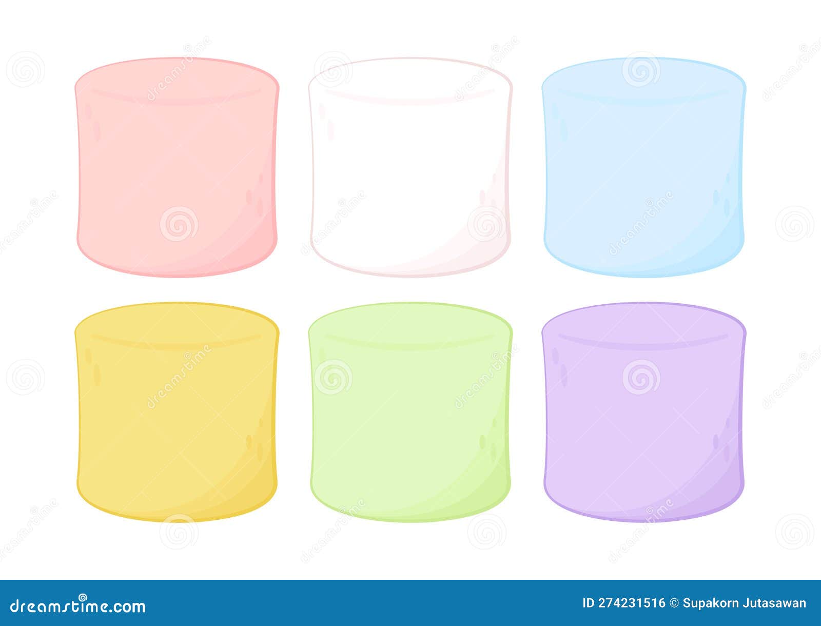 Set of Marshmallows - Pastel Colored. Marshmallow Cartoon Vector Stock ...