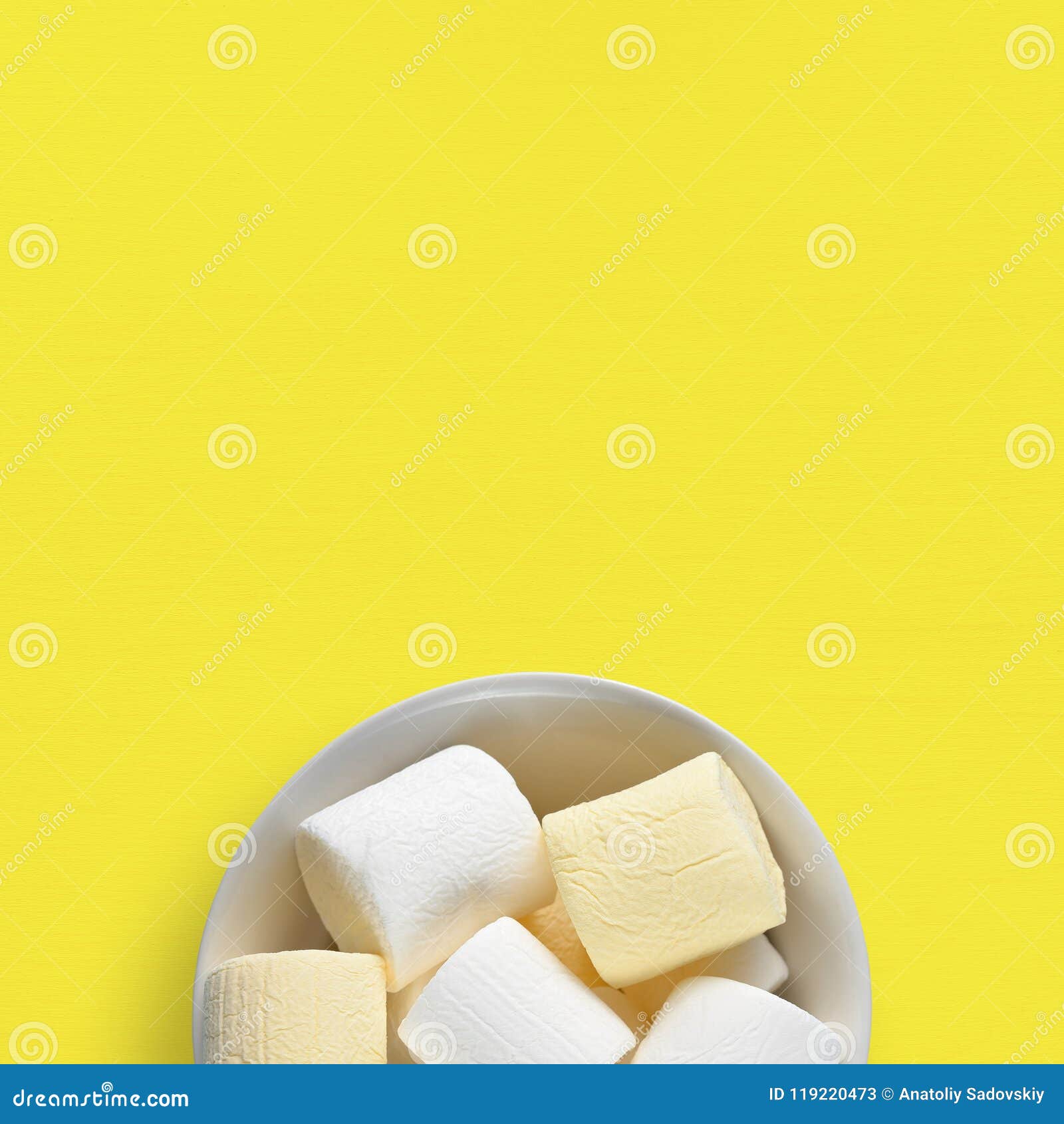 Marshmallow in Bowl on Yellow Table Stock Image - Image of yellow ...