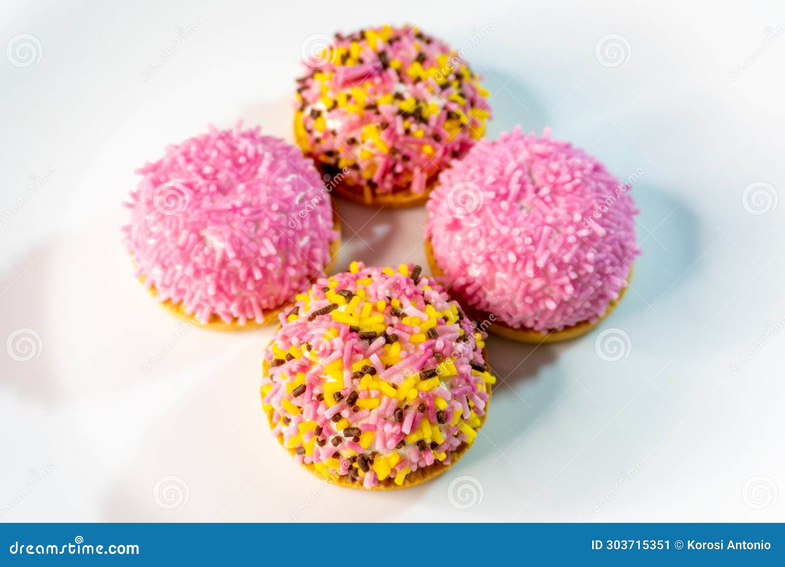 Marshmallow Candy Multi-colored on Biscuits Stock Image - Image of dish ...