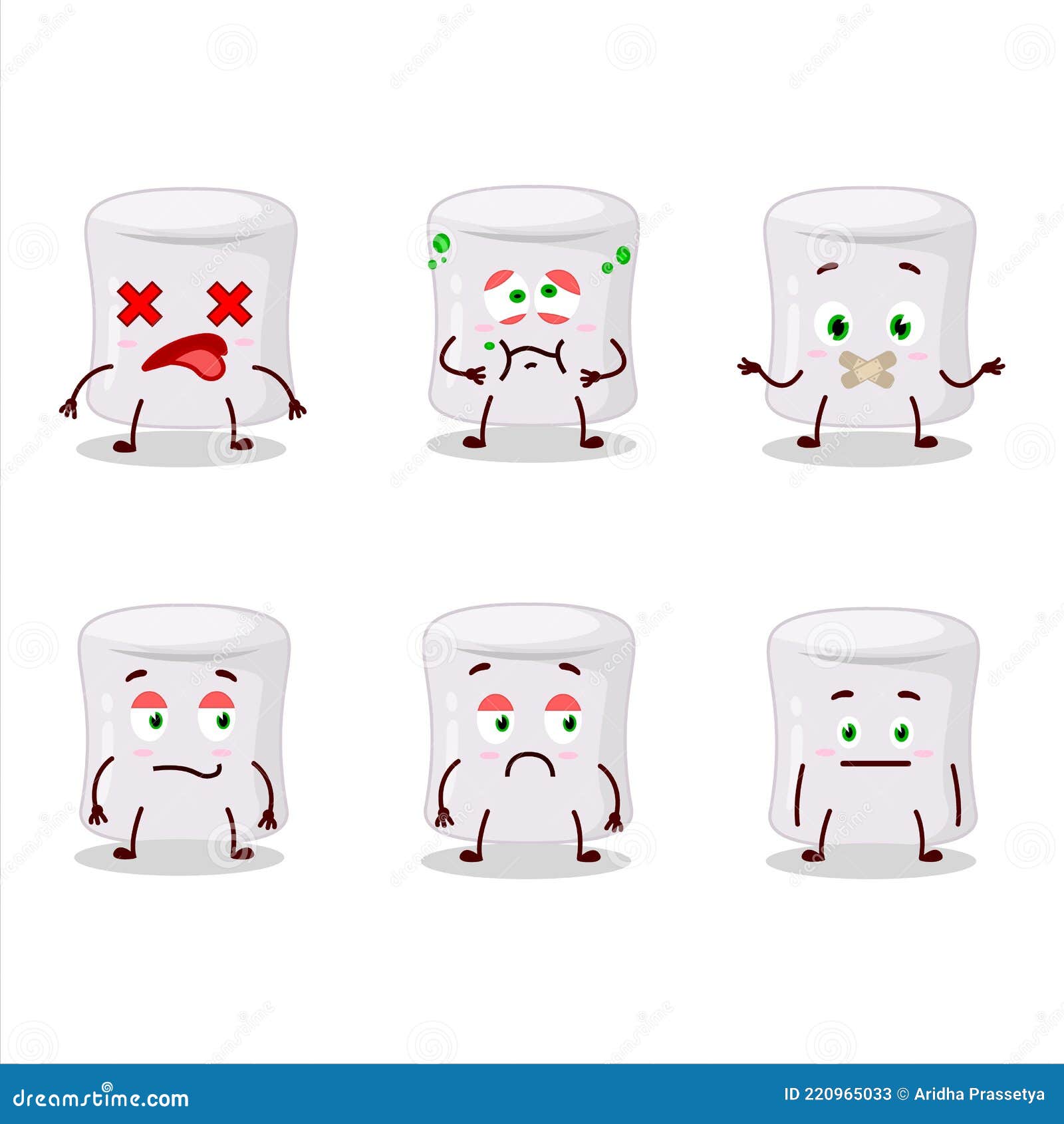Marshmallow Cartoon Character With Various Angry Expressions Stock ...