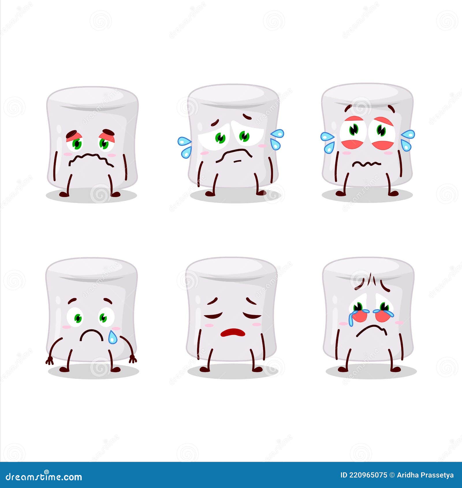 Marshmallow Cartoon in Character with Sad Expression Stock Vector ...