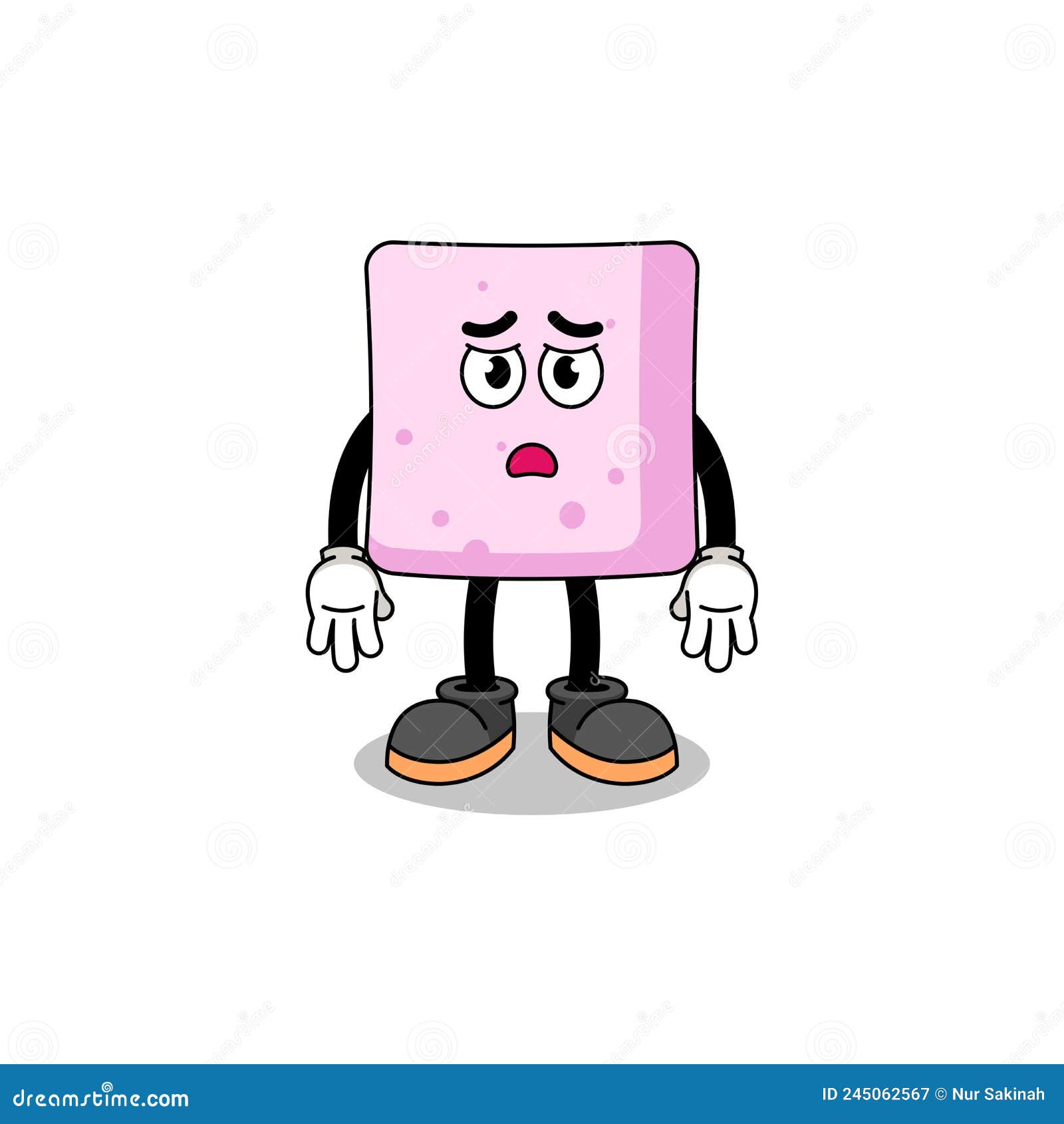 Marshmallow Cartoon Illustration with Sad Face Stock Vector ...