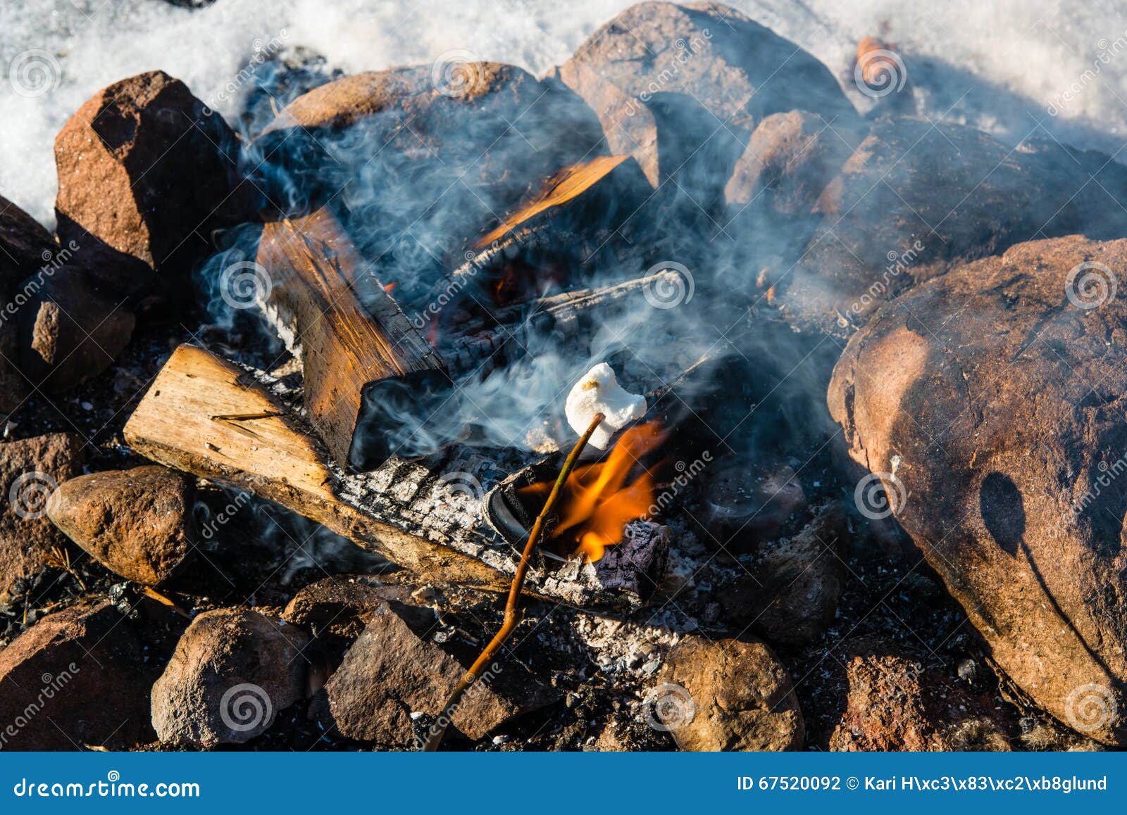 Marshmallow on the fire stock photo. Image of embers - 67520092