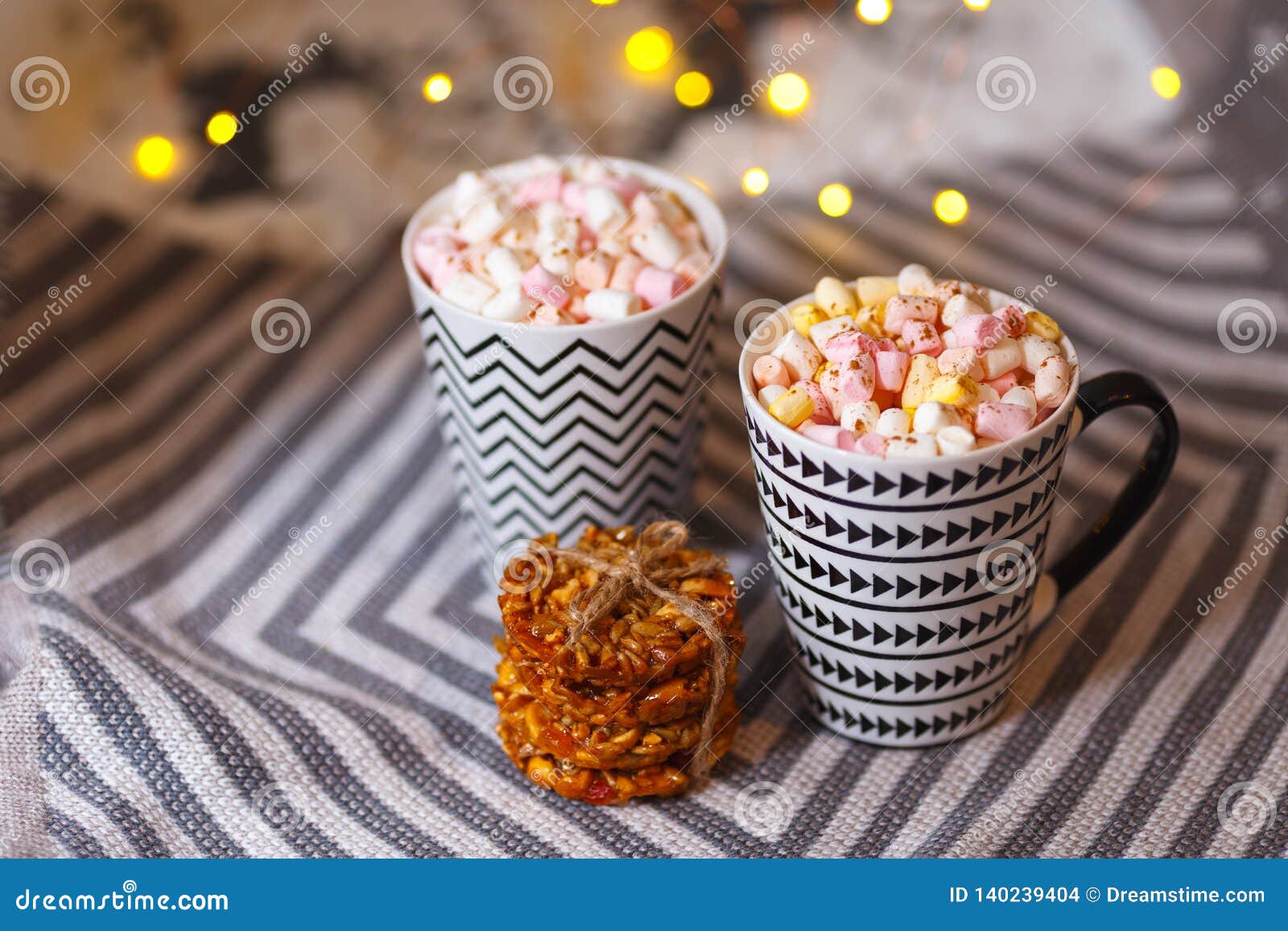 Marshmallow Hot Drink in the Cold Season. Home Made Hot Chocolate with ...