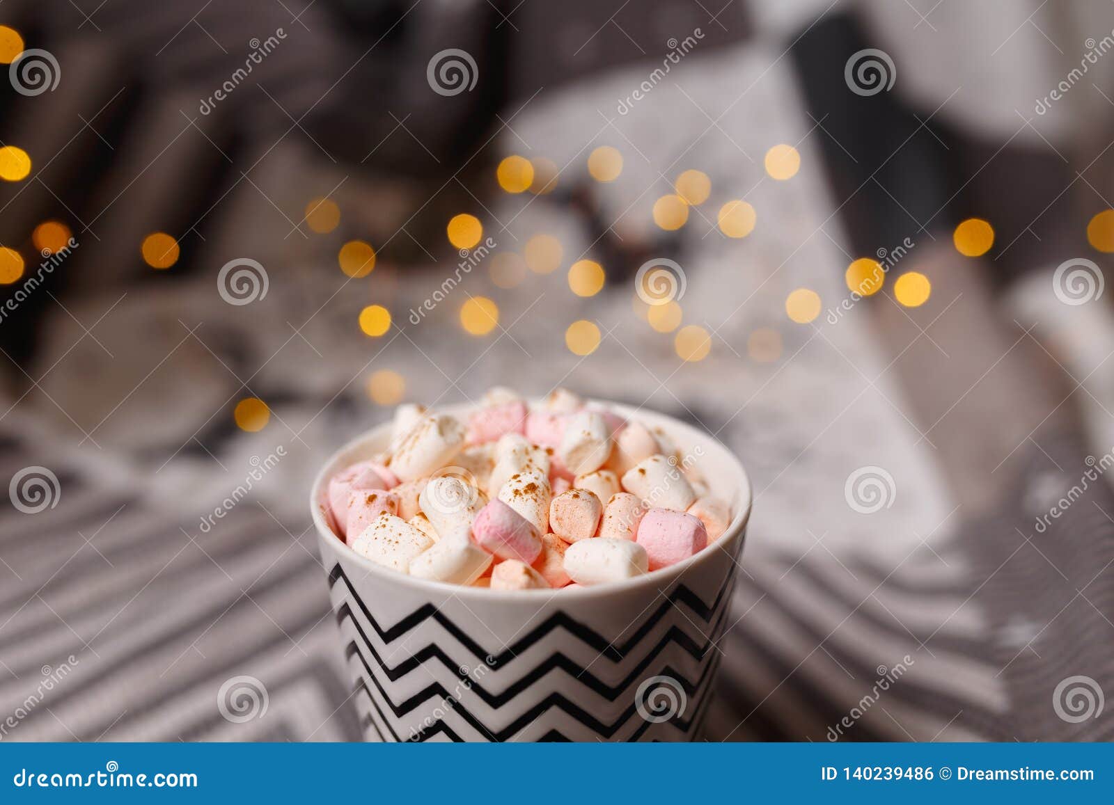 Marshmallow Hot Drink in the Cold Season. Home Made Hot Chocolate with ...