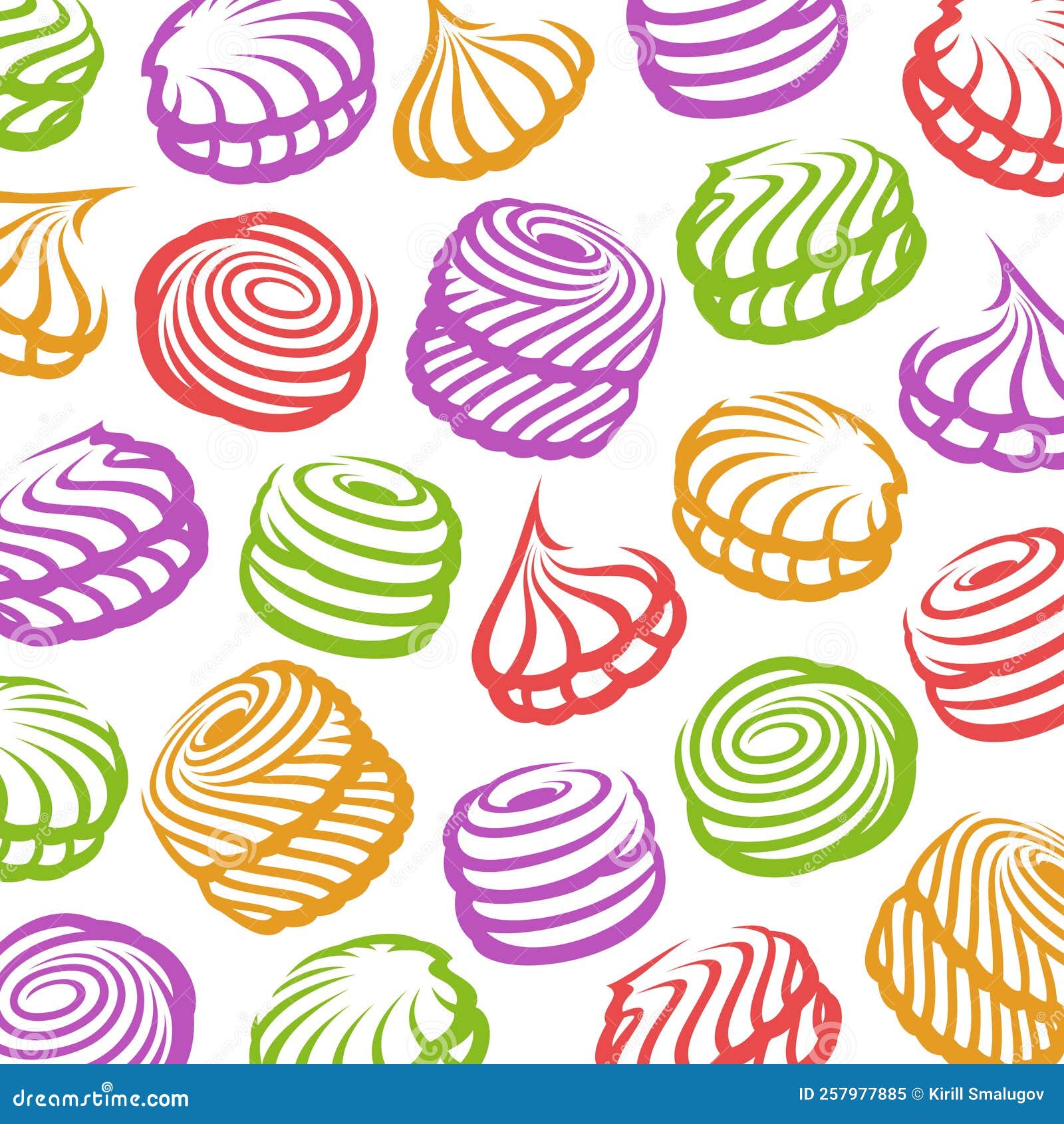 Marshmallow Pattern Background Set. Collection Icon Marshmallow Stock ...