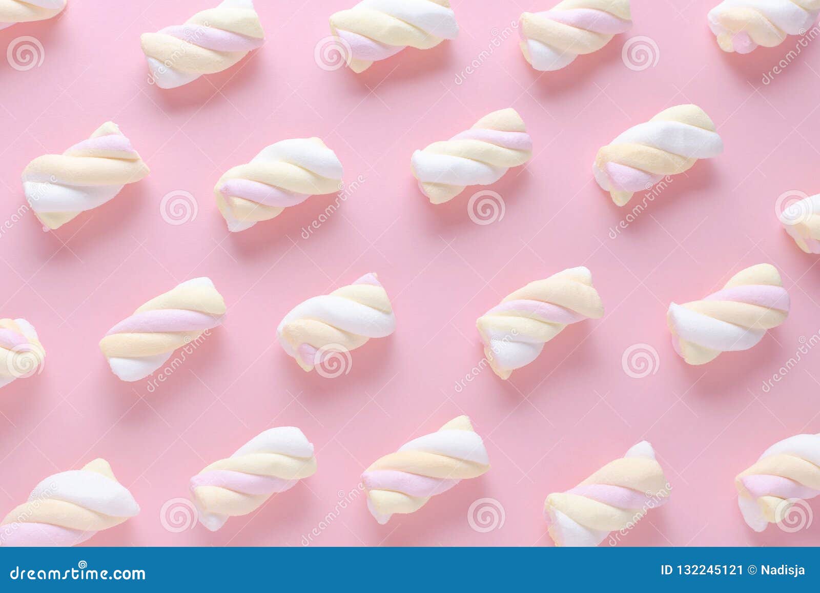 Marshmallow Pattern on Pink Background, Pastel Colors Stock Image ...