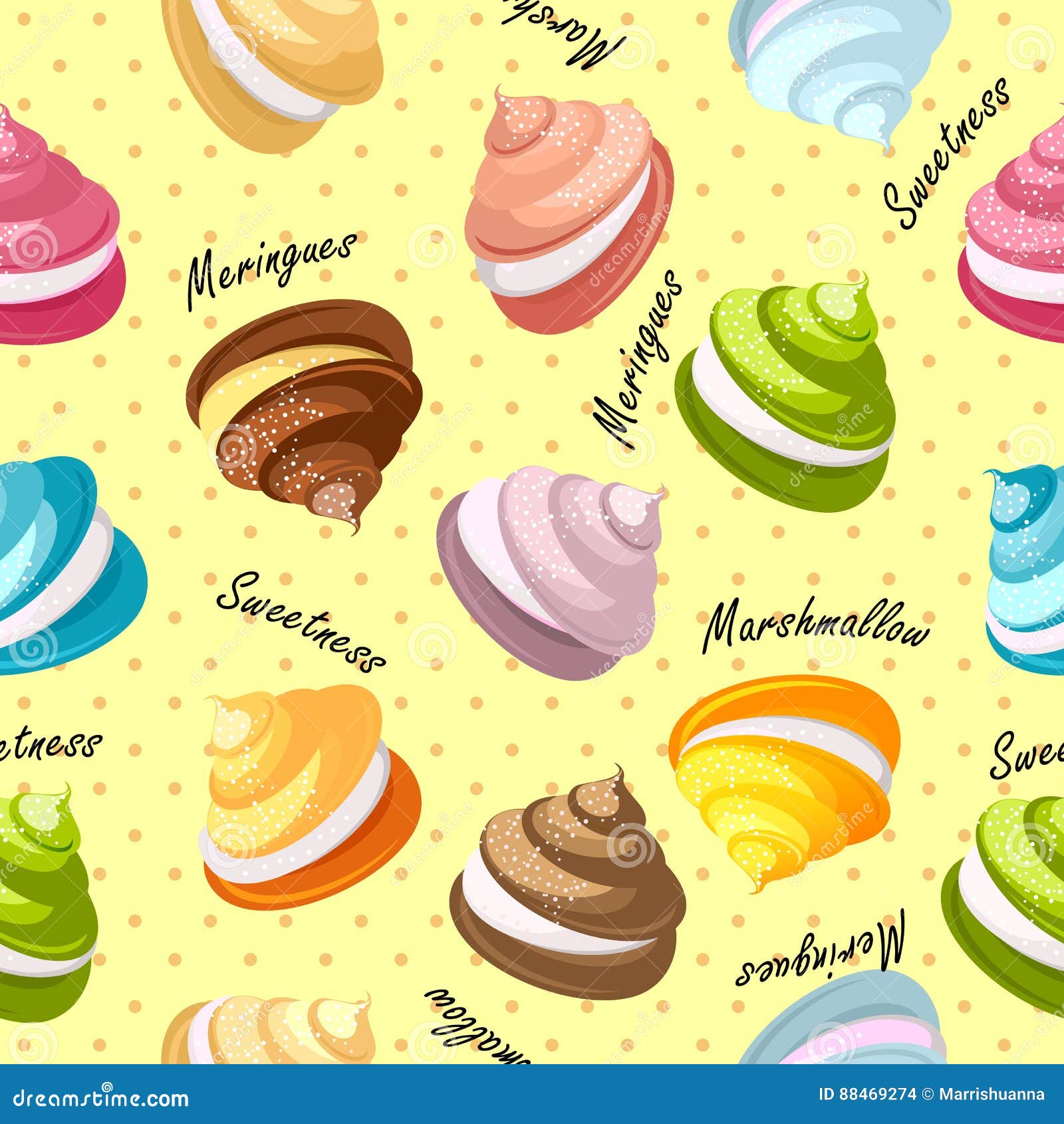 Marshmallow Seamless Pattern Stock Vector - Illustration of design ...