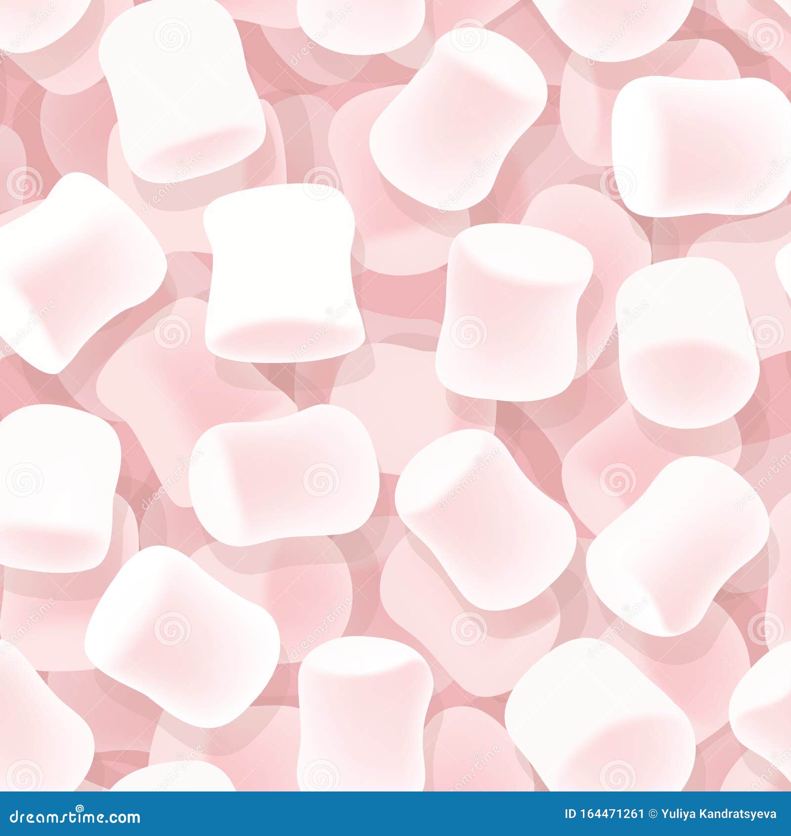 Marshmallow Seamless Pattern. Tasty Marshmallows on Pink Background ...