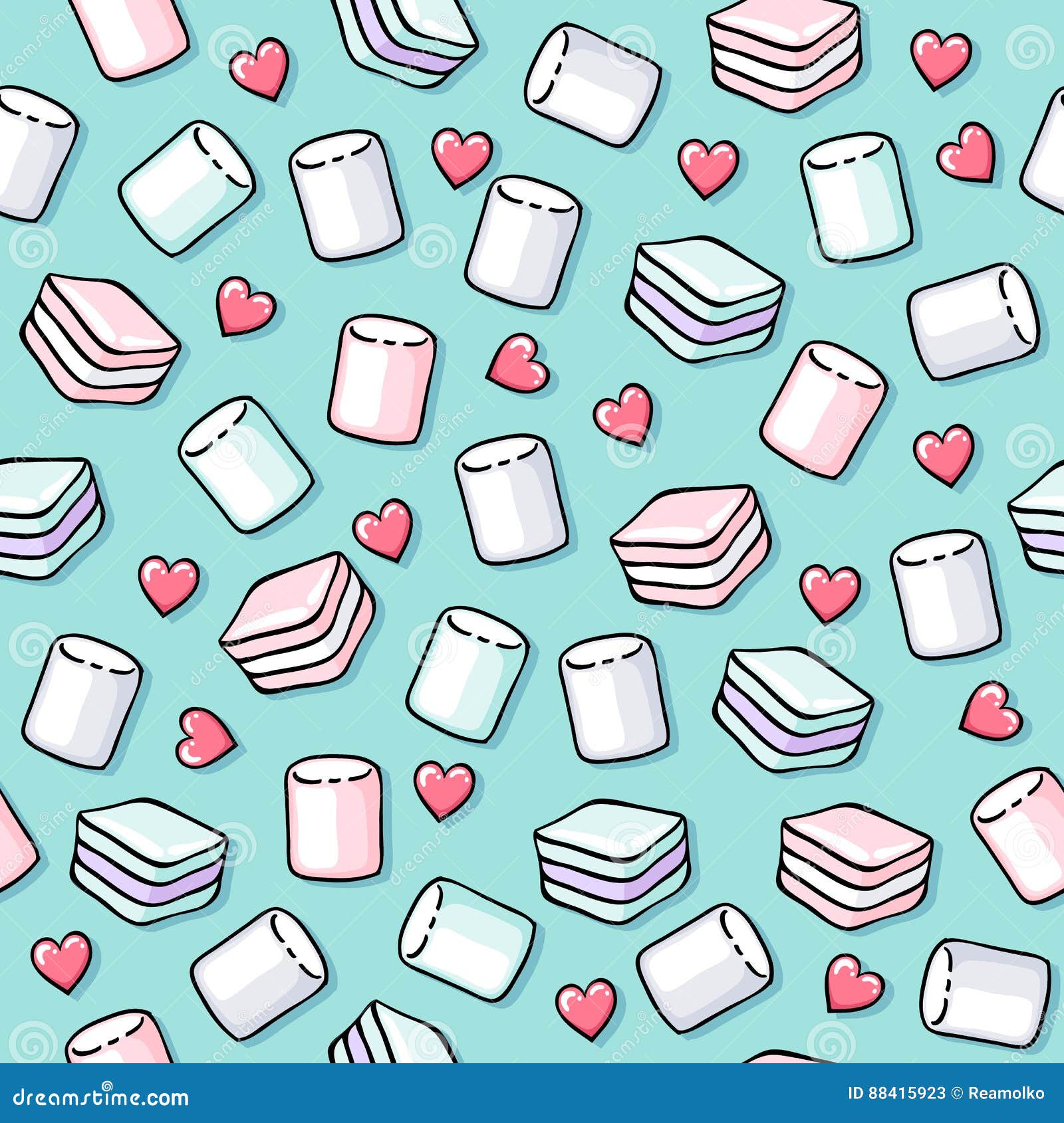 Marshmallow Seamless Pattern Vector Illustration. Stock Vector ...