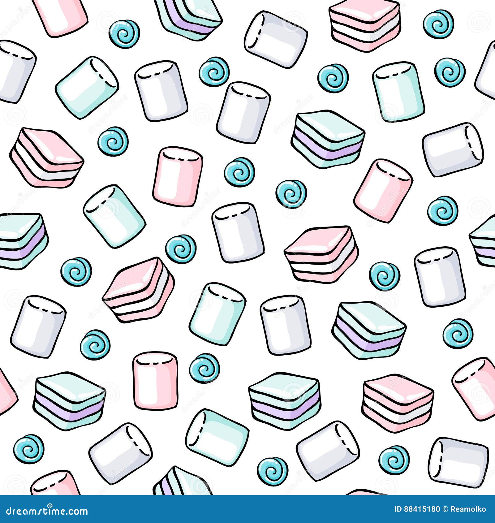 Marshmallow Seamless Pattern Vector Illustration. Stock Vector ...