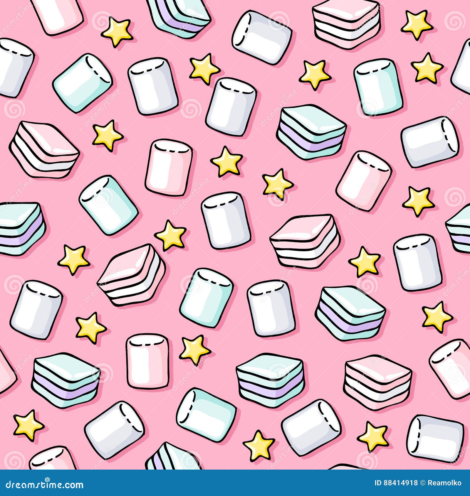 Marshmallow Seamless Pattern Vector Illustration. Stock Vector ...