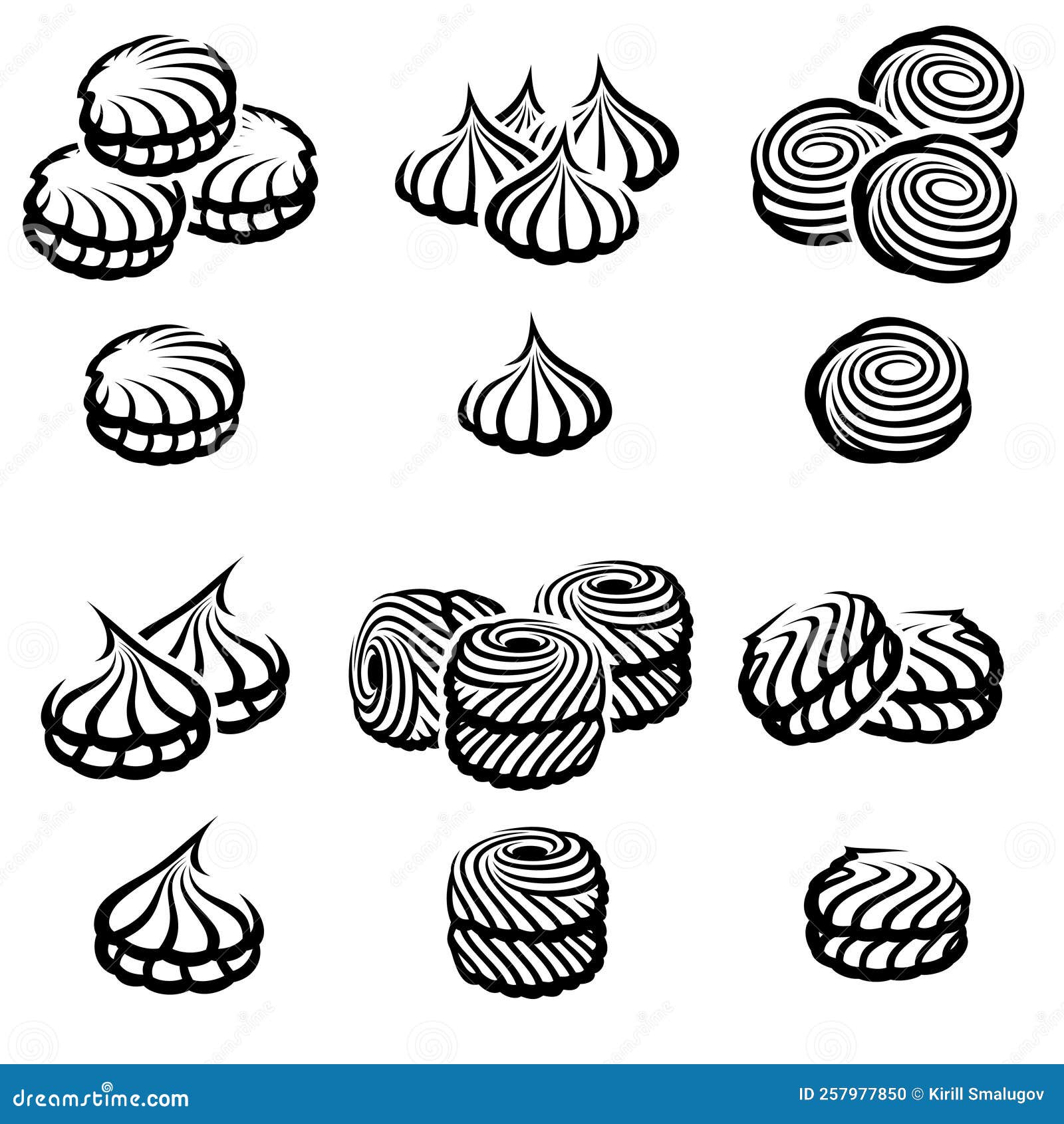 Marshmallow Set. Elements and Icons Collection Marshmallow Stock Vector ...