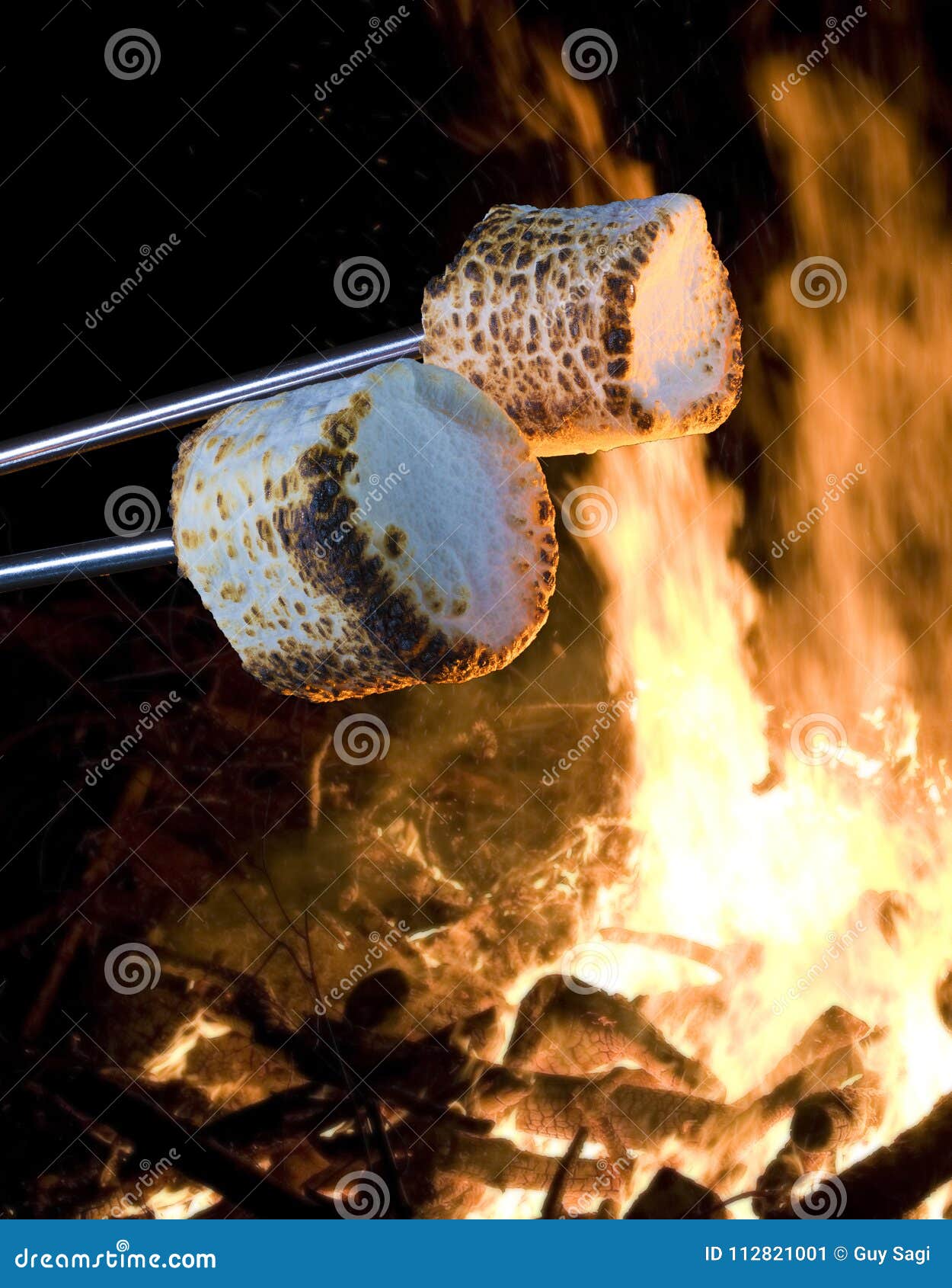 Marshmallows Cooking Over a Campfire Stock Image - Image of wood, black ...