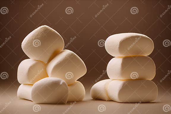 Marshmallows. Home Made in a Stack Stock Image - Image of studio ...