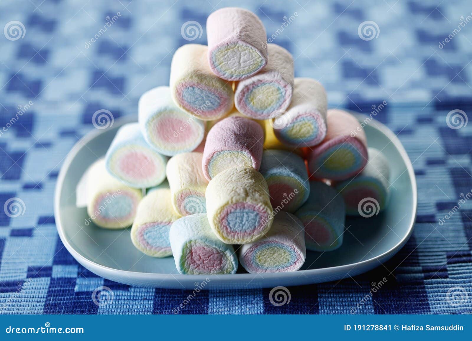 Marshmallows Stacked on a Plate. Decorative Background Design Stock ...
