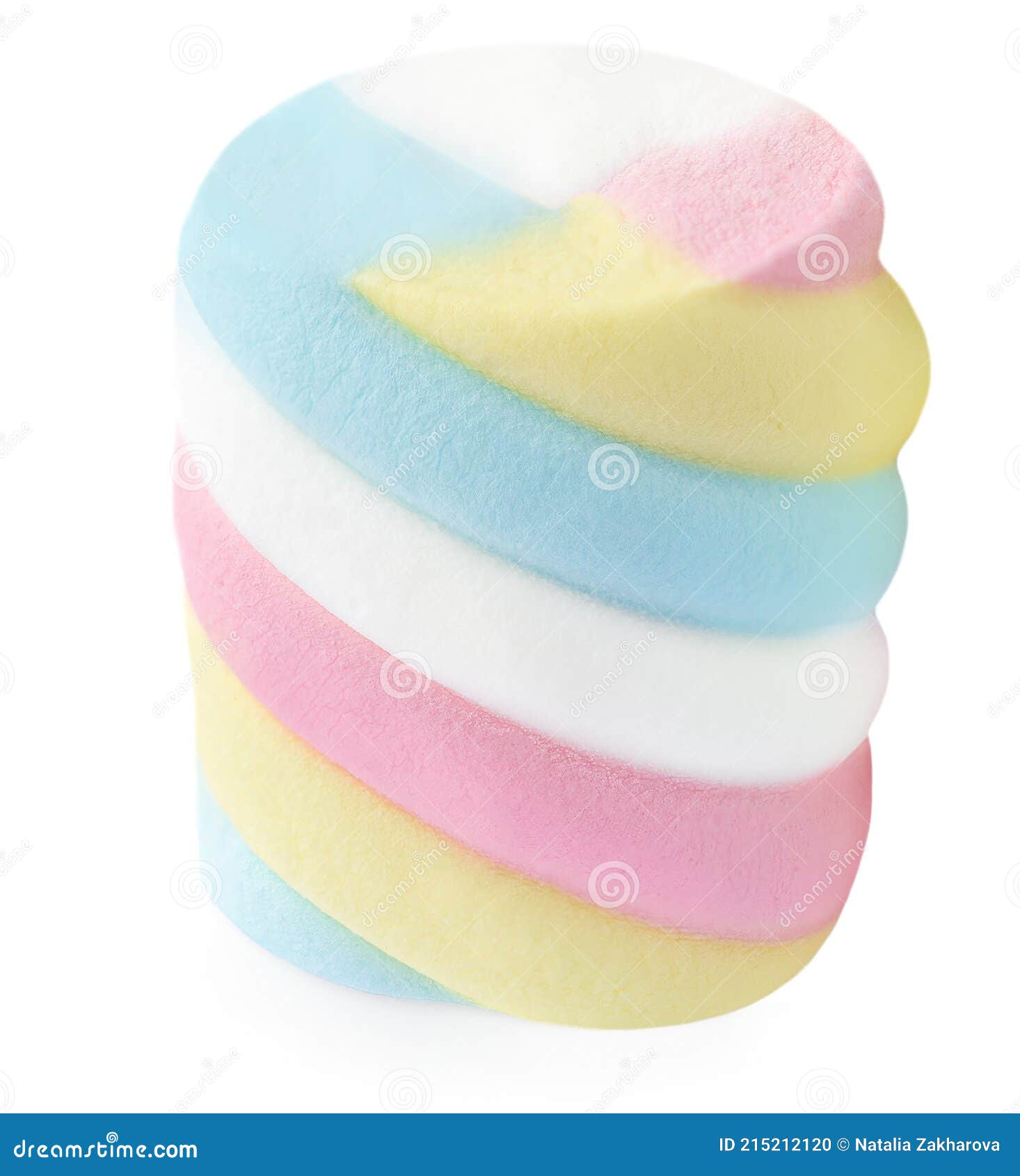Marshmellow Candy Isolated on White Background. Twisted Rainbow Colored ...