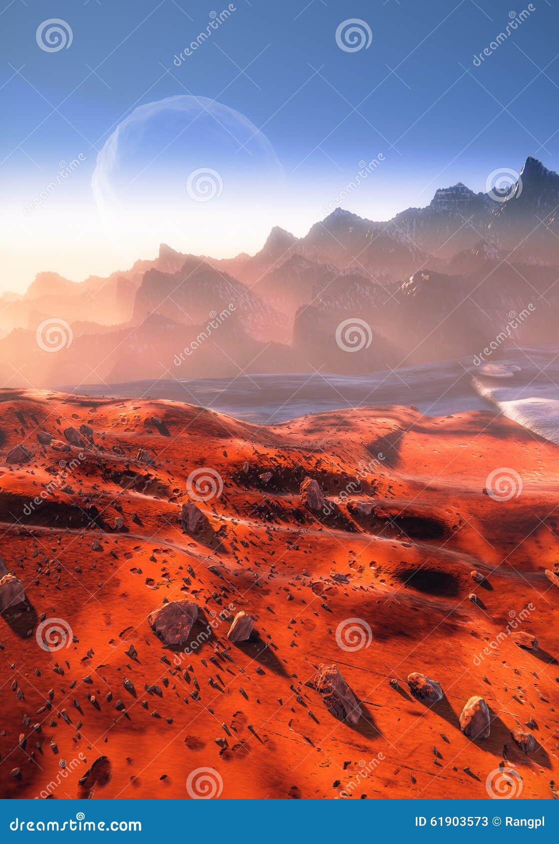 Marslandschaft Und Phobos-Mond Stock Abbildung - Illustration von ...