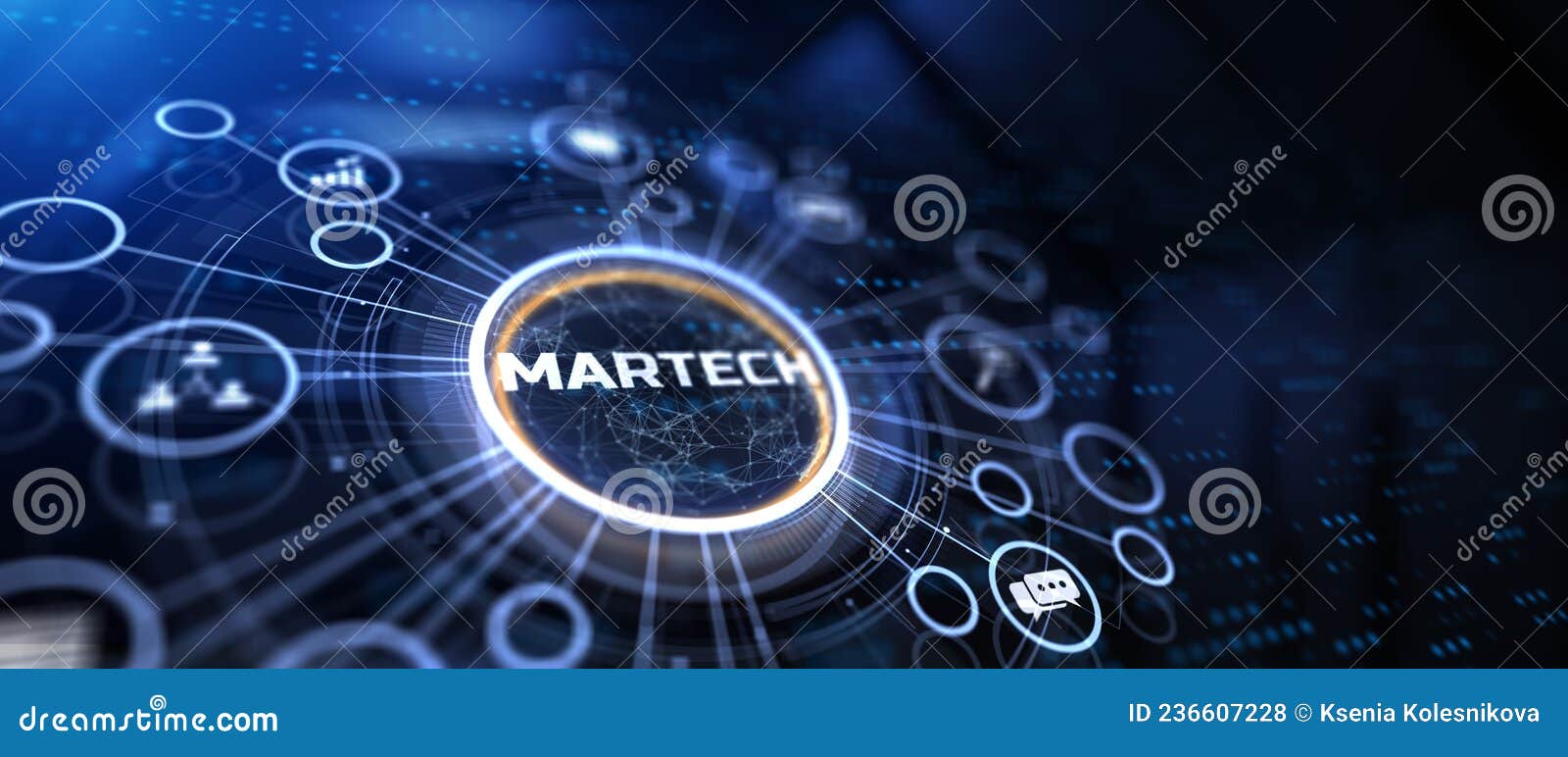Martech Marketing Technology Automation Concept on Virtual Screen Stock ...