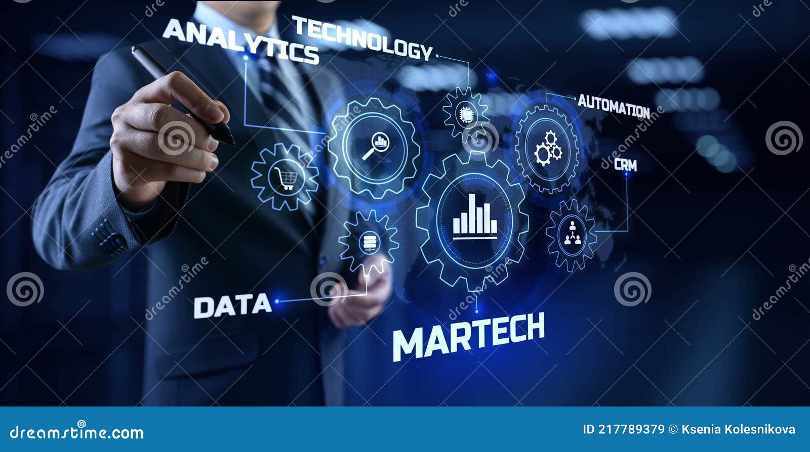 Martech Marketing Technology Concept on Virtual Screen Interface Stock ...