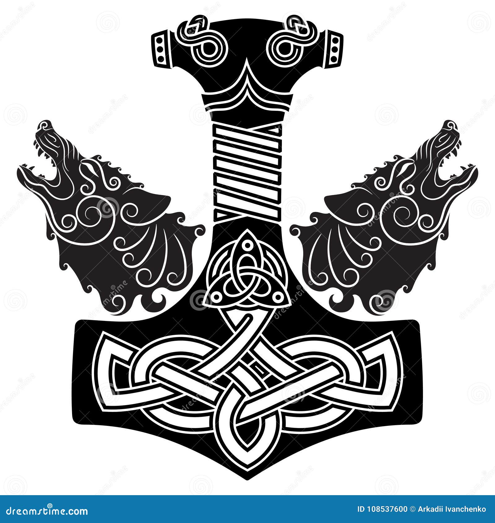 Martelo Do Thor S - Mjollnir, O Ornamento Escandinavo E Dois Wolfs ...