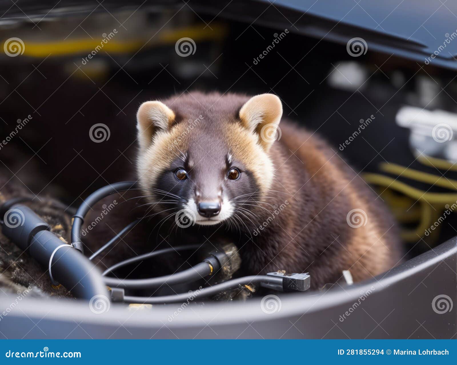 Marten in an Engine Compartment that Has Gnawed on Cables, Generative ...