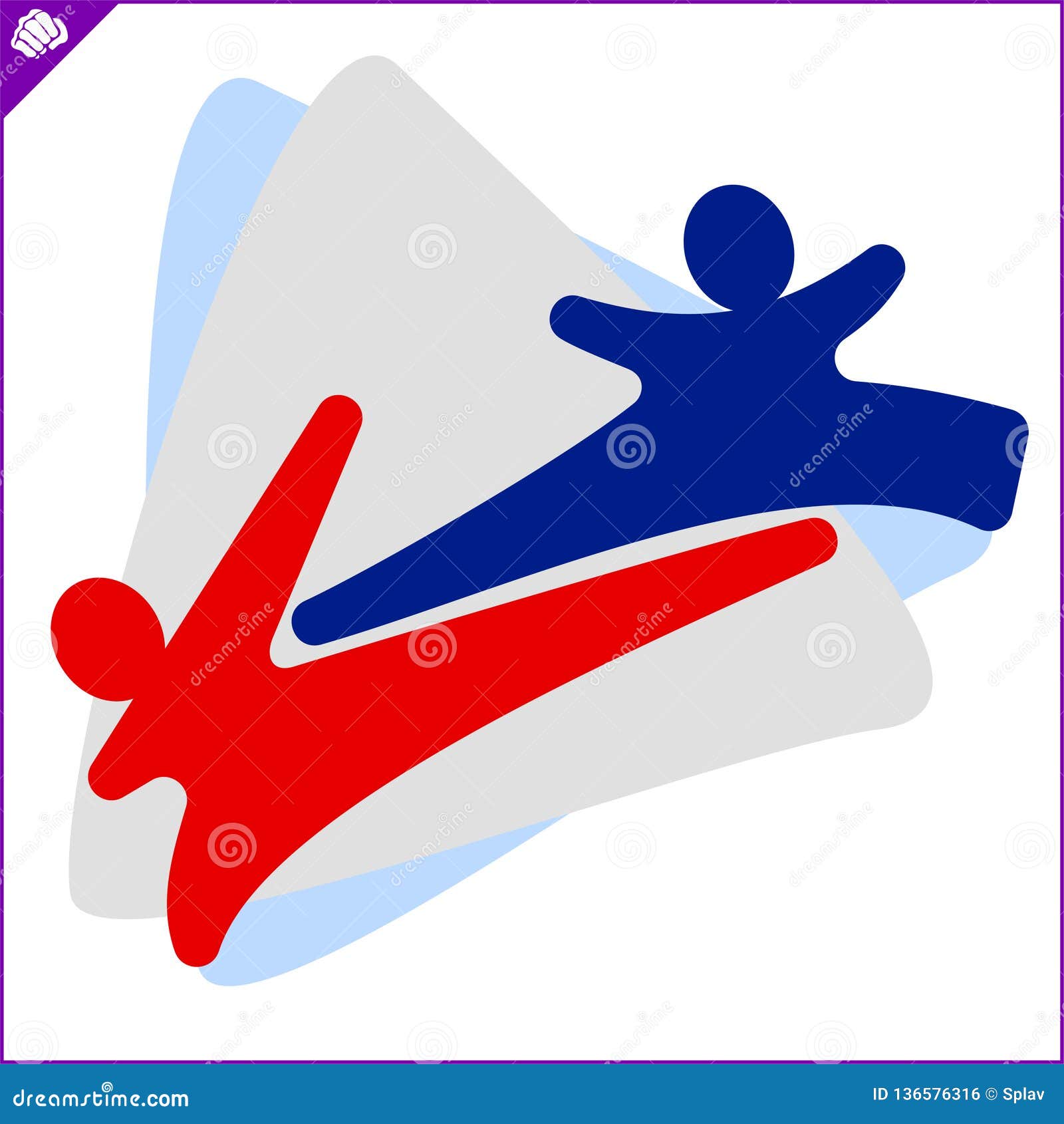 Karate High Kick Emblem. Martial Art Colored Simbol Design. Vector, EPS ...