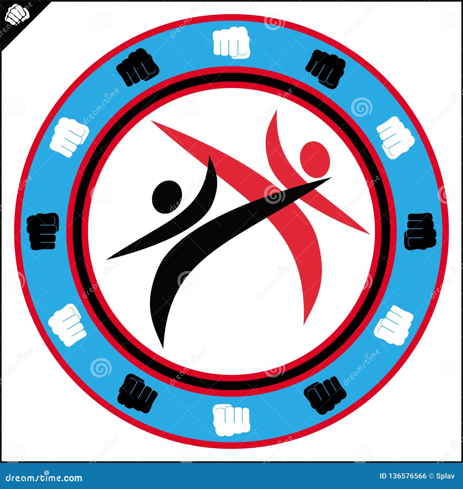 Karate High Kick Emblem. Martial Art Colored Simbol Design. Vector, EPS ...