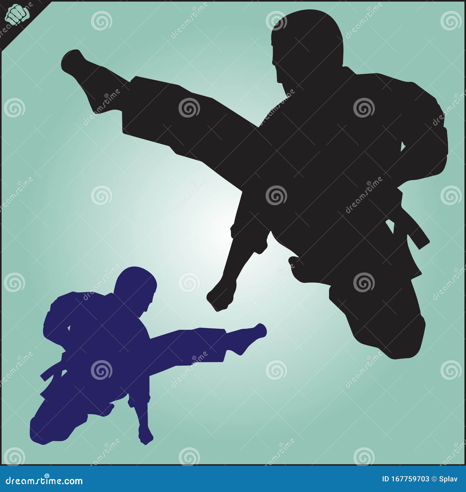 Karate High Kick Emblem. Martial Art Colored Simbol Design. Vector, EPS ...