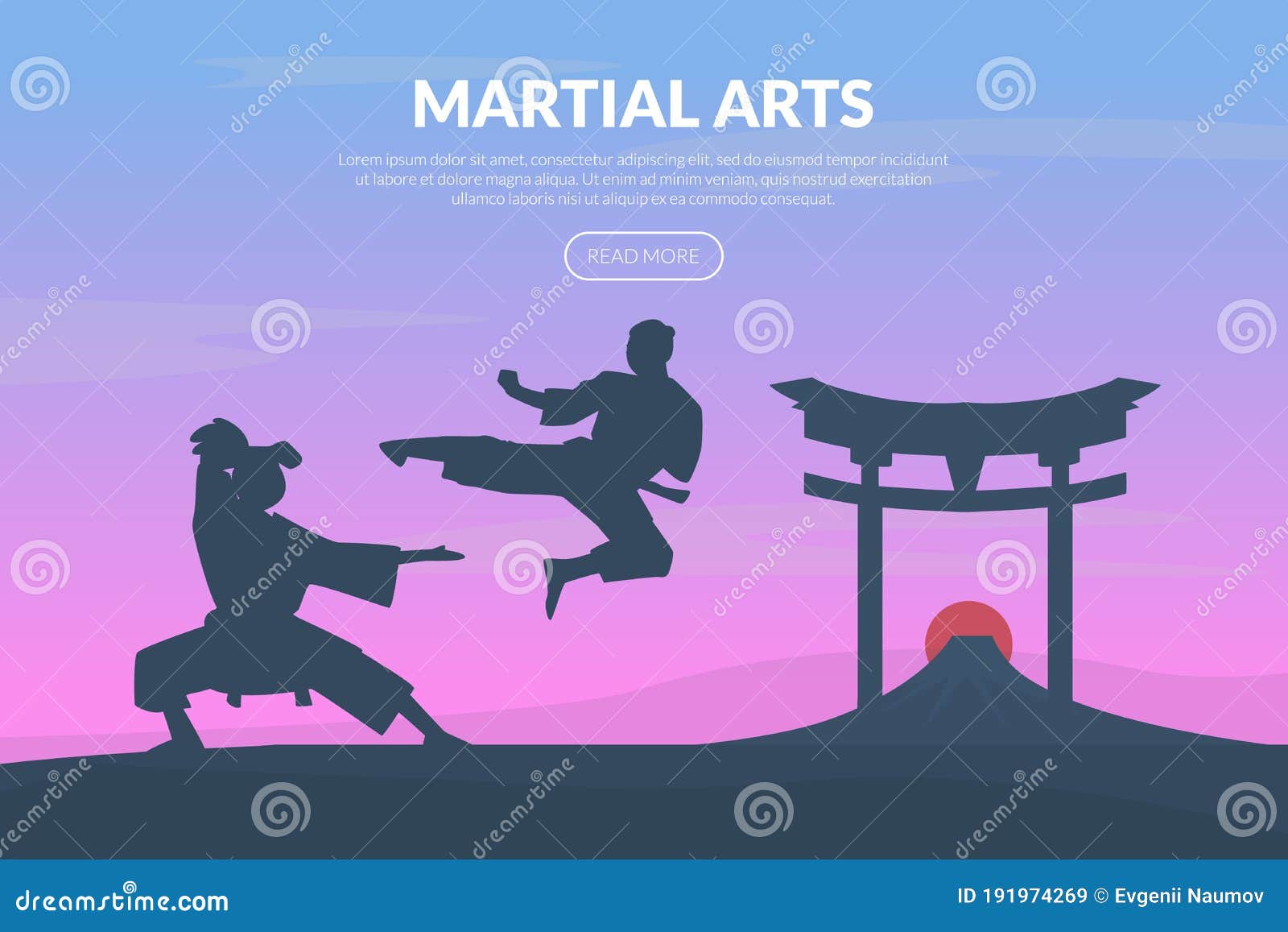 Martial Arts Banner Template with Asian Fighters, Karate, Judo ... Martial Arts Banner Template with Asian Fighters, Karate, Judo ...