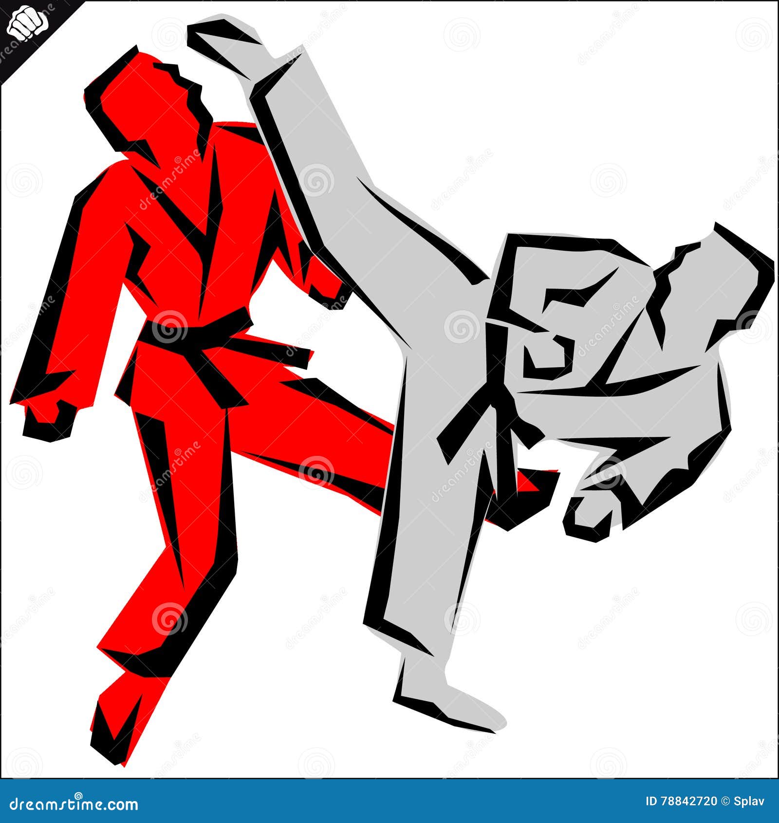 Martial Arts. Karate Fighters High Kick. Vector. EPS. Stock Vector ...