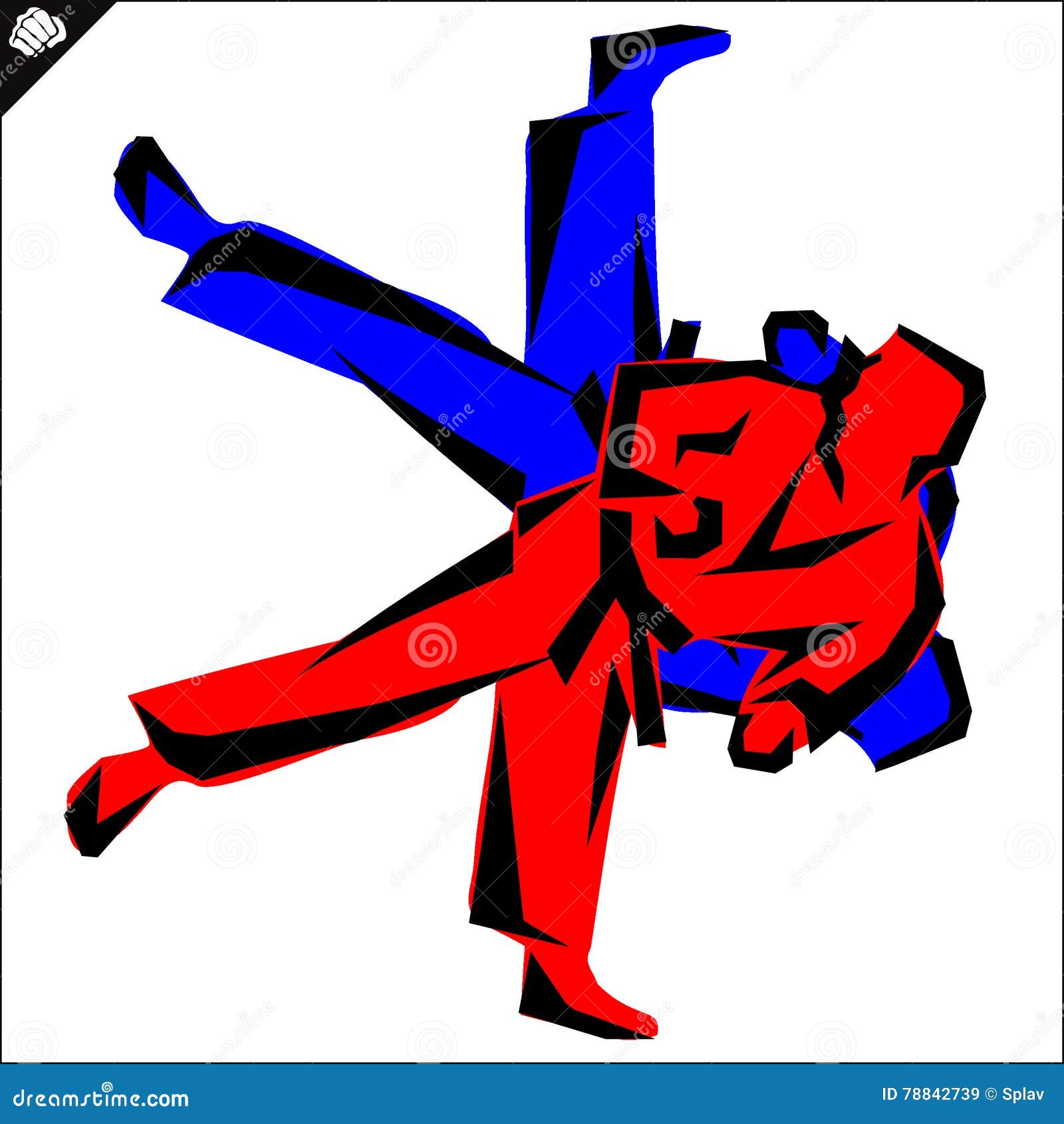 Martial Arts. Karate Fighters High Kick. Vector. EPS. Stock Vector ...