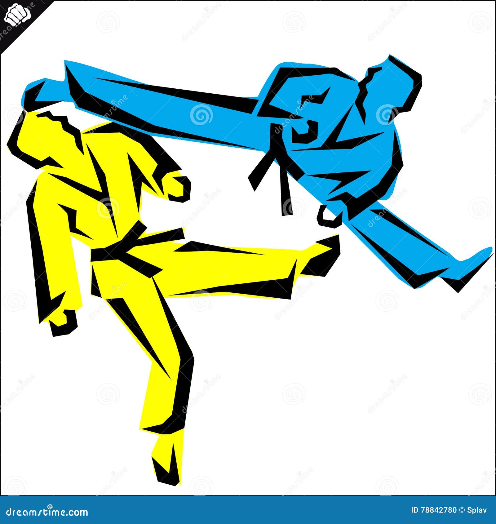 Martial Arts. Karate Fighters High Kick. Vector. EPS. Stock Vector ...