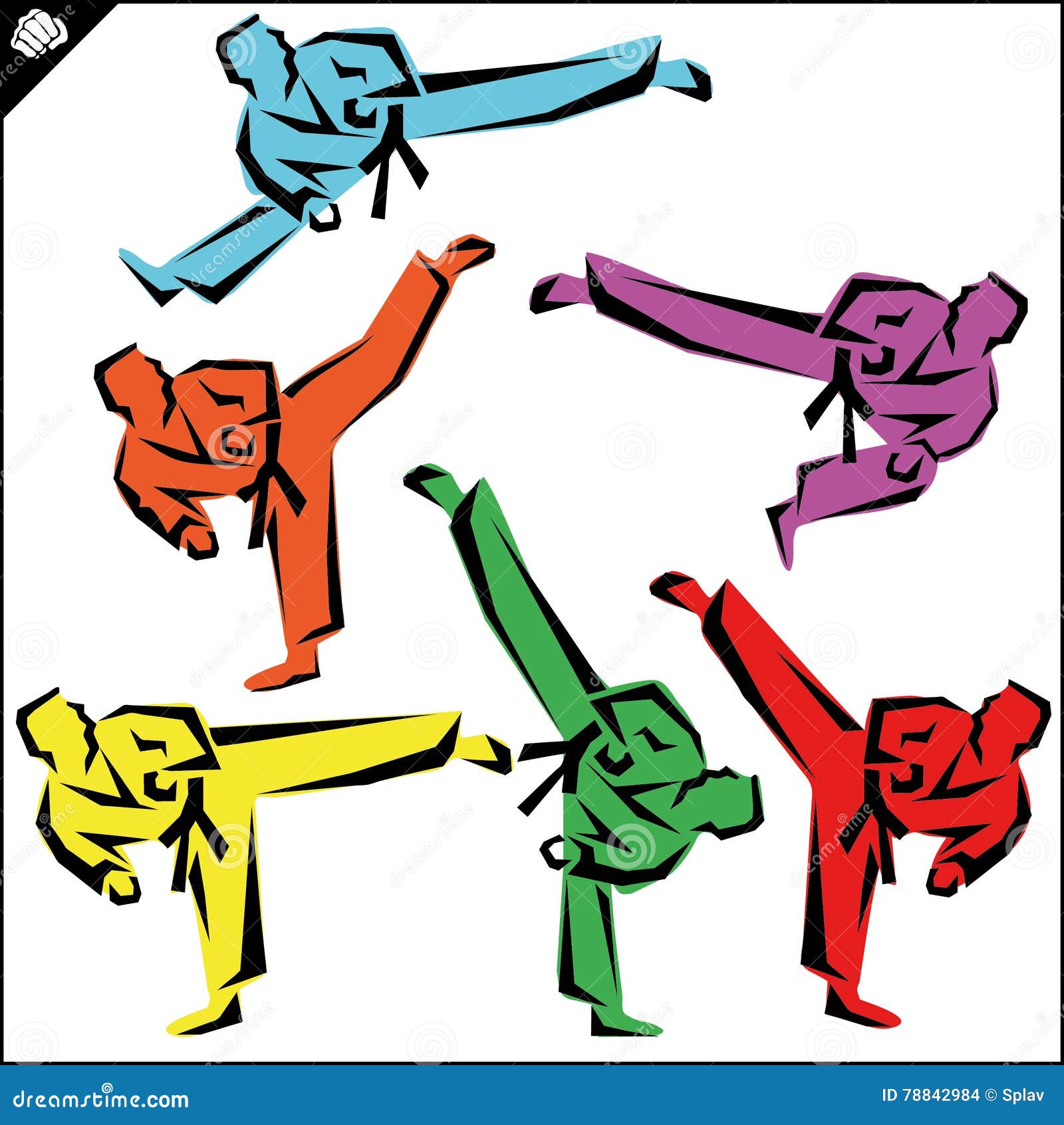 Martial Arts. Karate Fighters High Kick. Vector. EPS. Stock Vector ...
