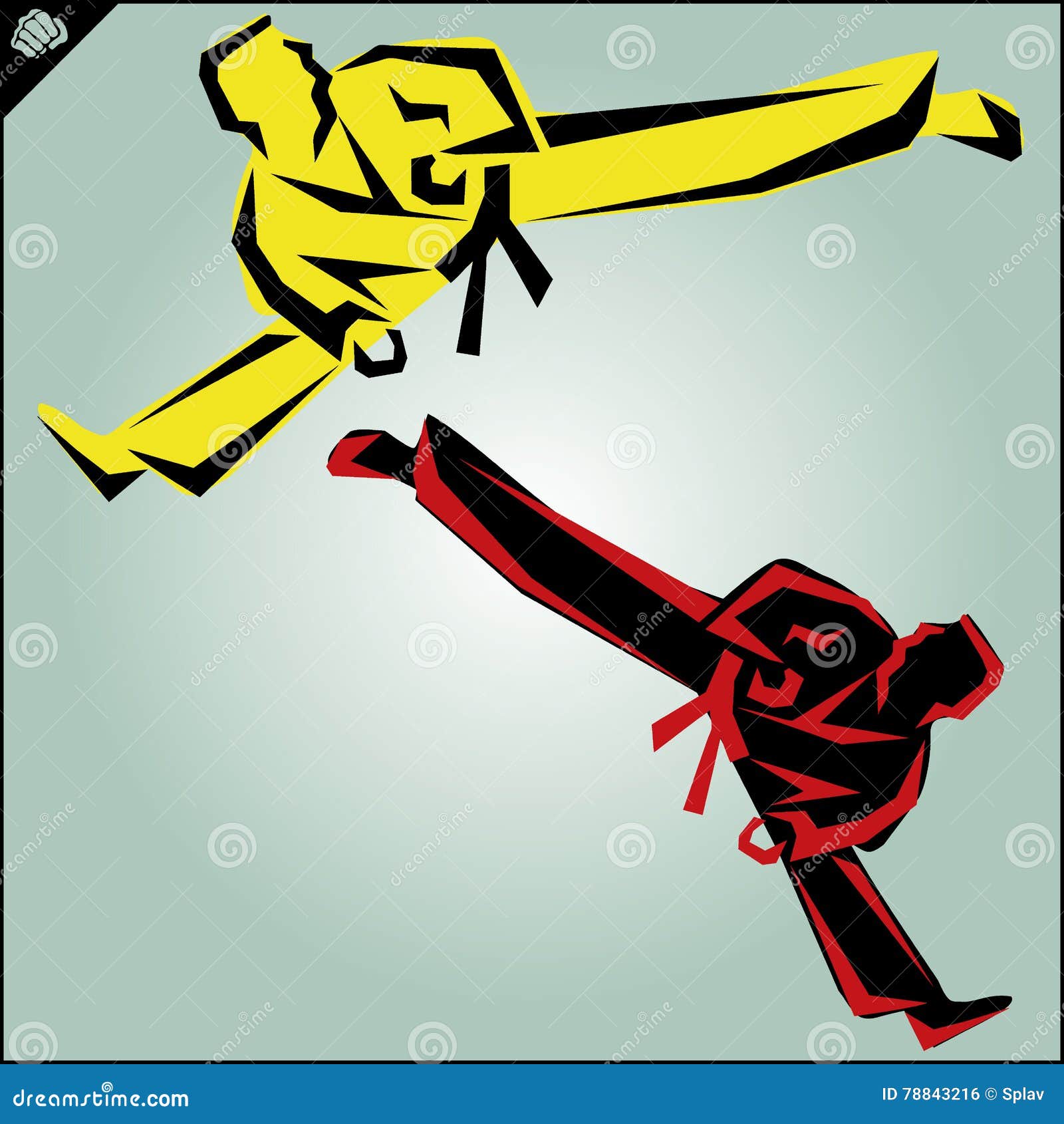 Martial Arts. Karate Fighters Silquette High Kick. Vector. EPS. Stock ...