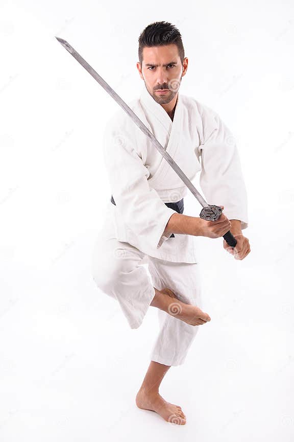 Martial Arts Man with Sword Stock Photo - Image of dojo, defence: 25592854