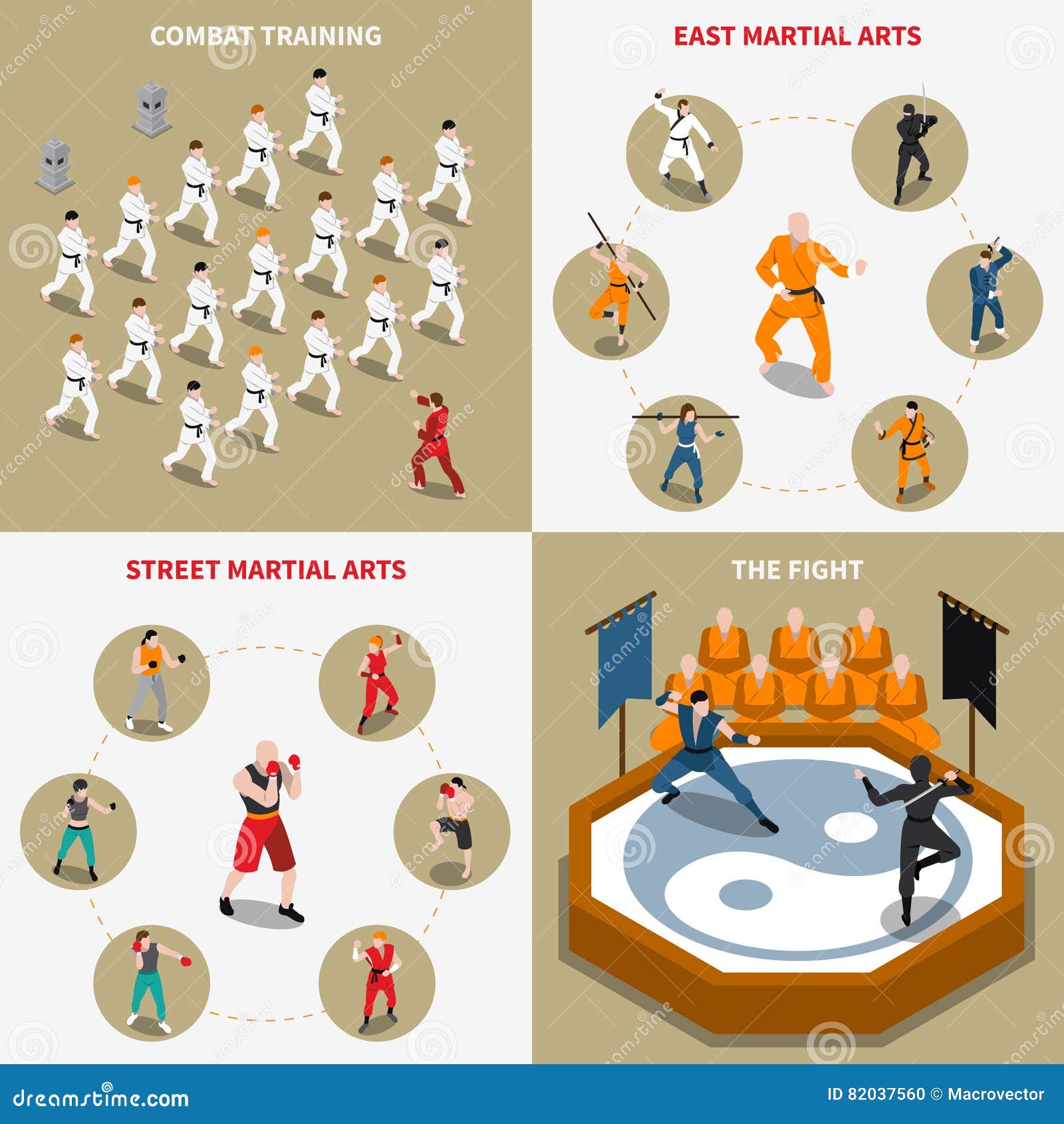 Types Of Martial Arts Silhouettes Vector Illustration | CartoonDealer ...