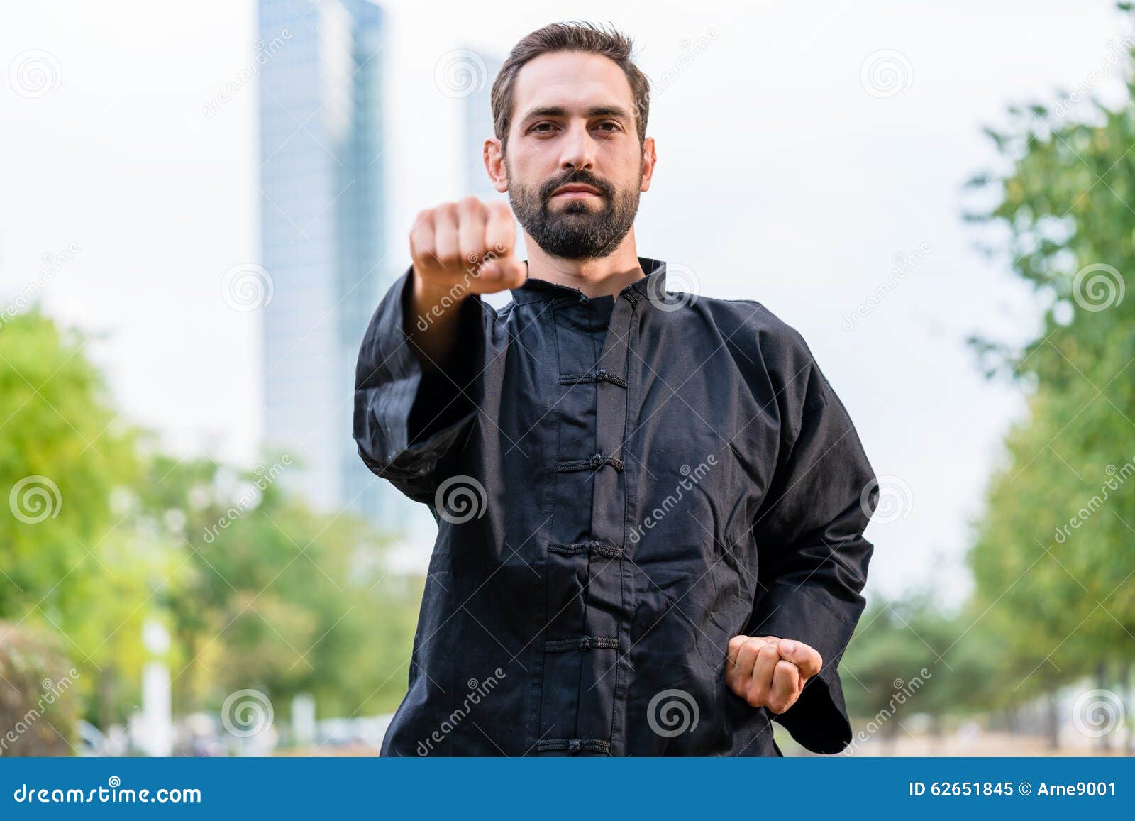 Martial Arts Sportsman Practicing Karate in City Stock Image - Image of ...