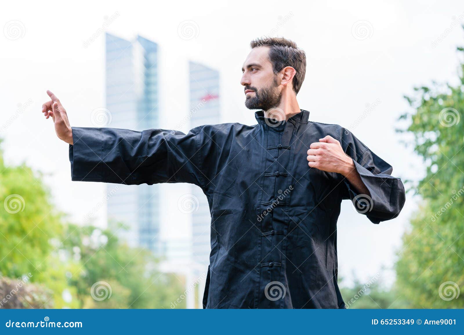 Martial Arts Sportsman Practicing Karate in City Stock Image - Image of ...