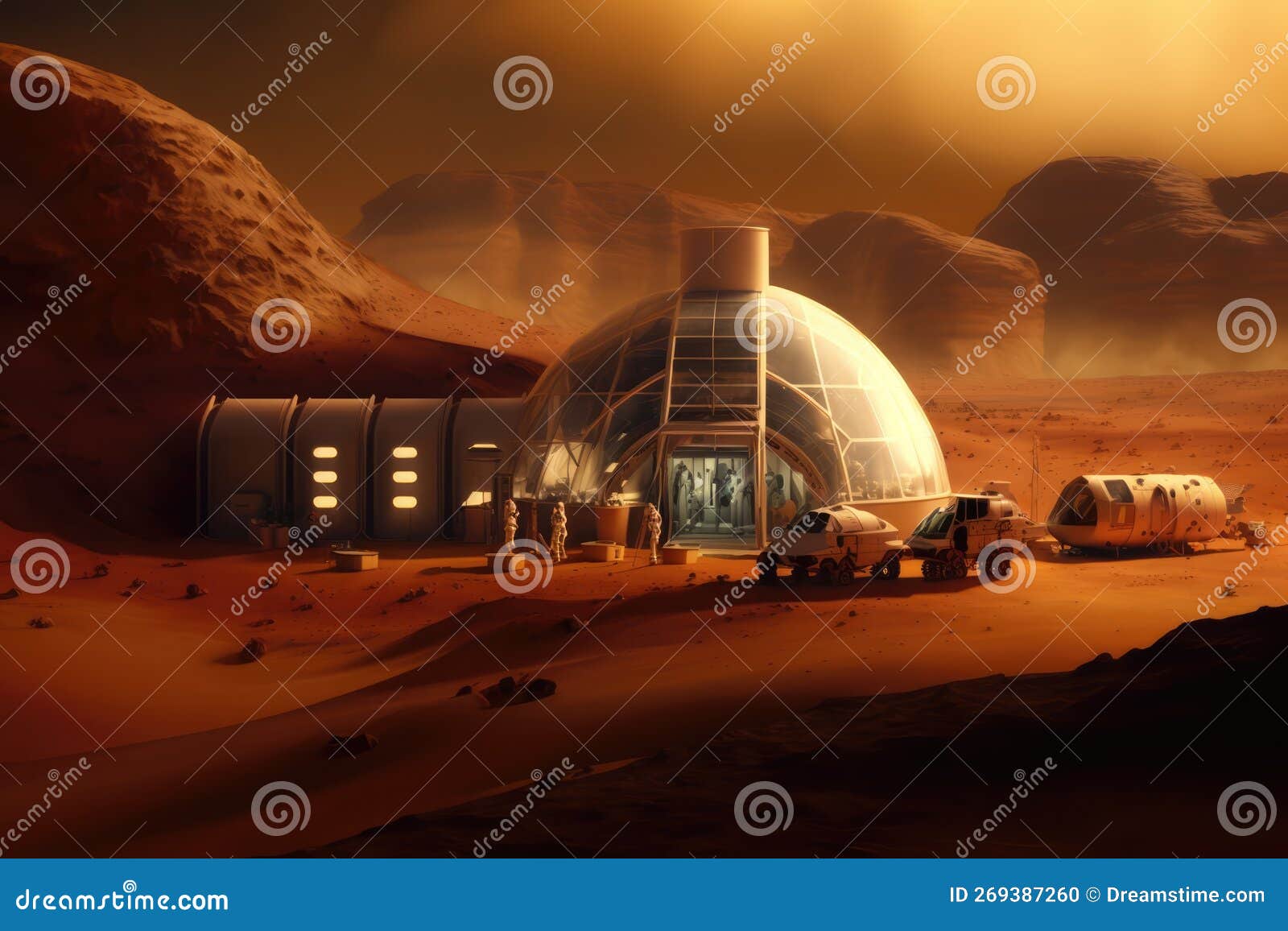 Martian Colony on Planet Mars Stock Illustration - Illustration of ...