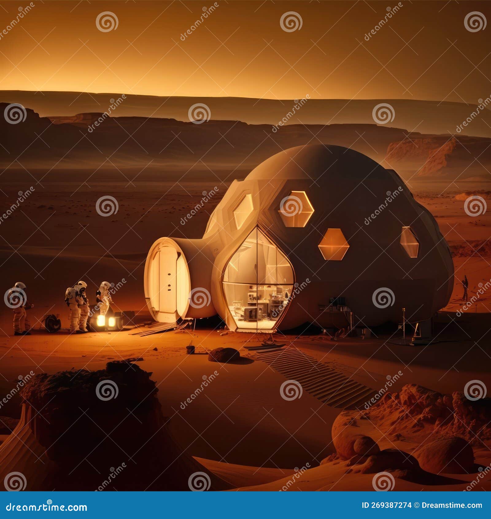Martian Colony on Planet Mars Stock Illustration - Illustration of ...