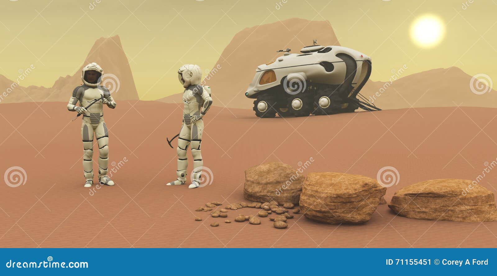 Mars Explorers Wanted Hand Drawn Comic Style Cartoon Banner. Space ...