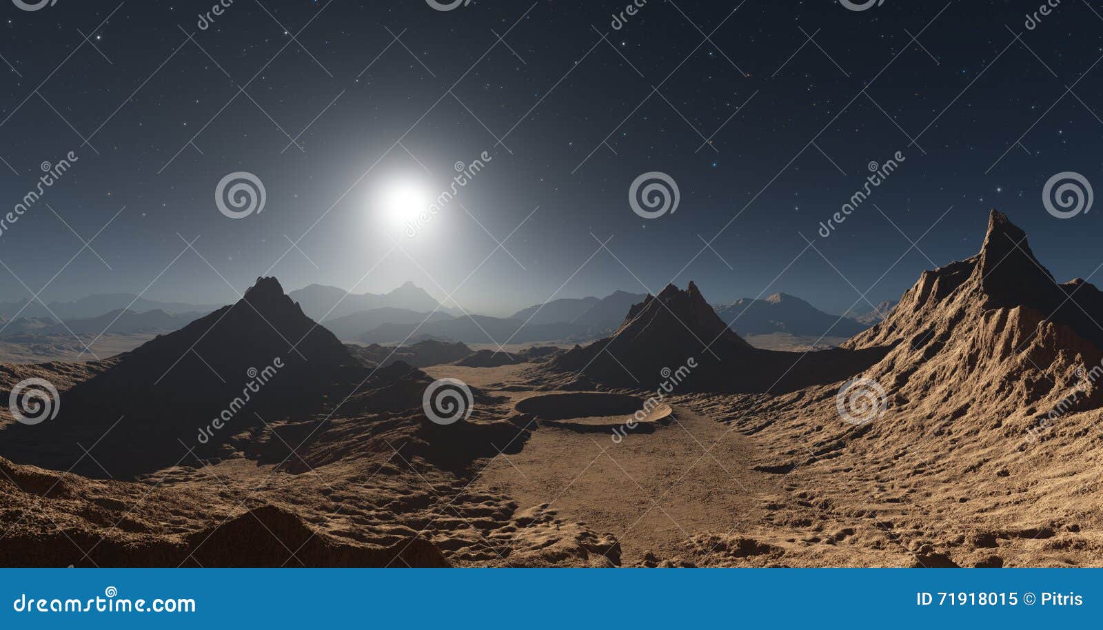 Martian Landscape with Craters Stock Illustration - Illustration of ...
