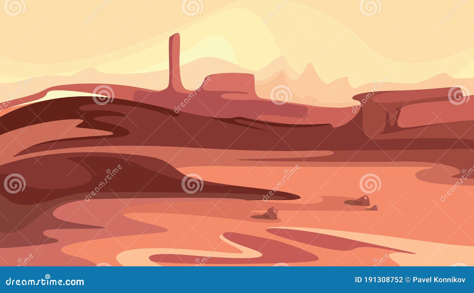 Martian Landscape with Mountains Stock Illustration - Illustration of ...