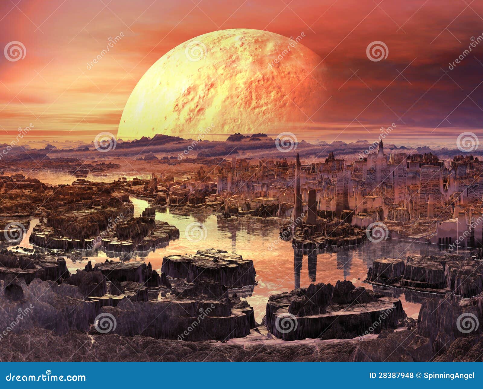 Martian Morning stock illustration. Illustration of river - 28387948