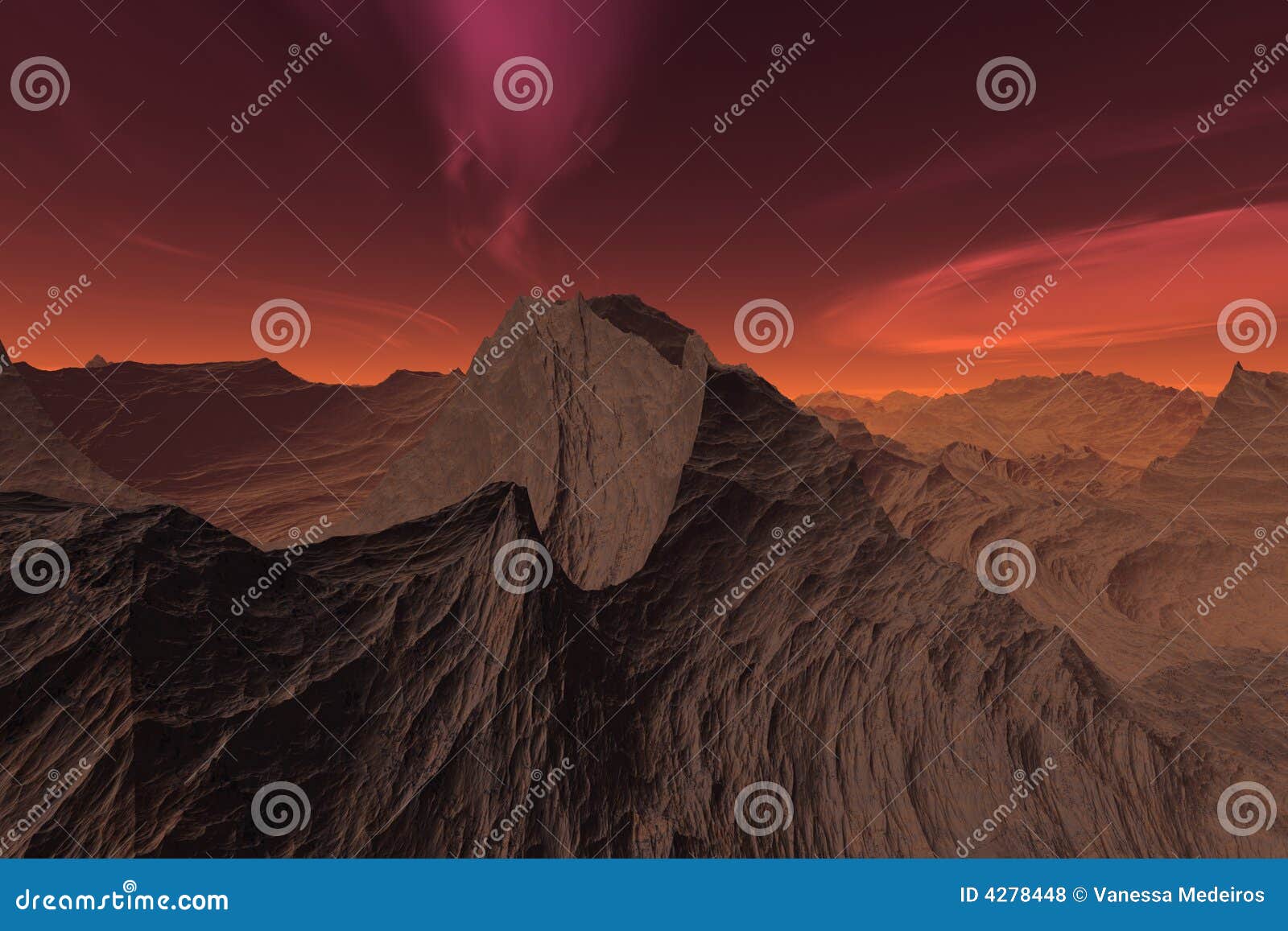 Martian Red Sky Desert Landscape Royalty-Free Stock Image ...