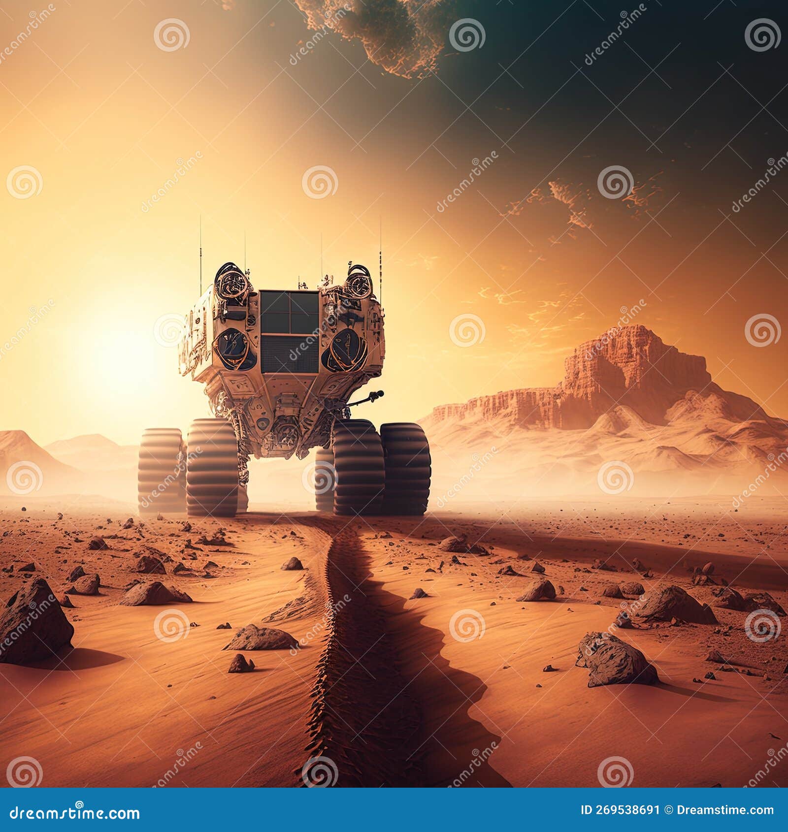 Martian Rover on Planet Mars. Generative AI Stock Illustration ...